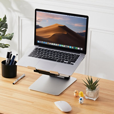 Aluminum Ergonomic Portable Laptop Riser Foldable in Silver
