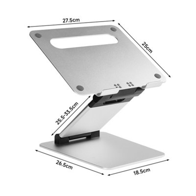 Aluminum Ergonomic Portable Laptop Riser Foldable in Silver