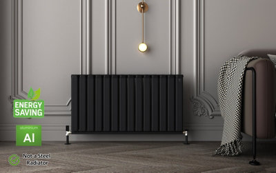 Aluminum Radiator Compatible with Heat pump. Model "Onyx" Black. 1000mm ...