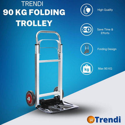 Aluminum Trolley with 90KG Capacity, Foldable Multi-Purpose Sack Barrow ...