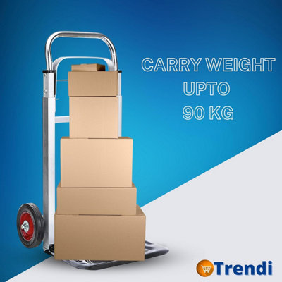 Aluminum Trolley with 90KG Capacity, Foldable Multi-Purpose Sack Barrow ...