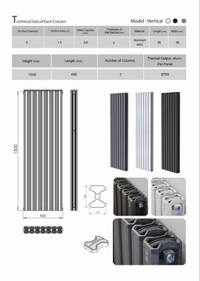 Aluminum Vertical Radiator Compatible with Heat pump. Model "Vertical ...