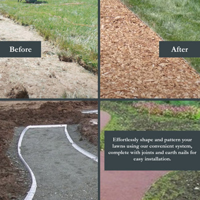 Alusthetic Aluminium 2m Garden Edging Strip - Flexible Border Edge for ...