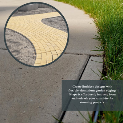 Alusthetic Aluminium 2m Garden Edging Strip - Flexible Border Edge for ...