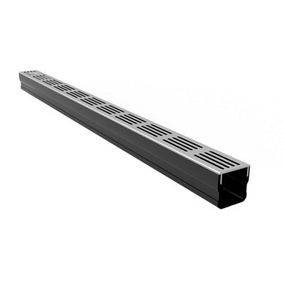 Alusthetic Silver Aluminium Shallow Threshold Drainage Channel - 1m Length