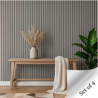 ALUXO Acoustic Slatted Wall Panels 240 x 60cm - Ash Grey