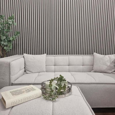 ALUXO Acoustic Slatted Wall Panels 240 x 60cm - Ash Grey