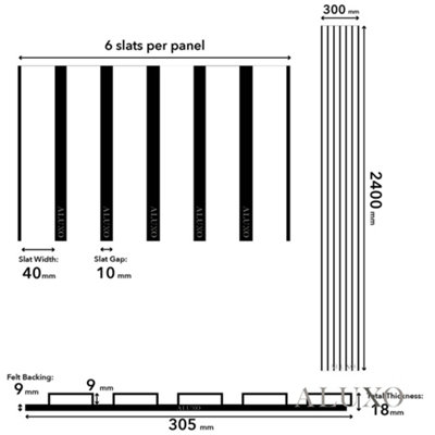 ALUXO Panelux™ Pro Wide White Coloured Wall Panel White Felt Backing ...