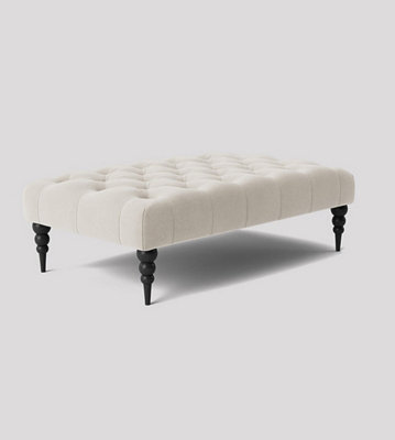 Alyana 120cm Rectangle Ottoman Bench with Wooden Legs - Cream Naple ...