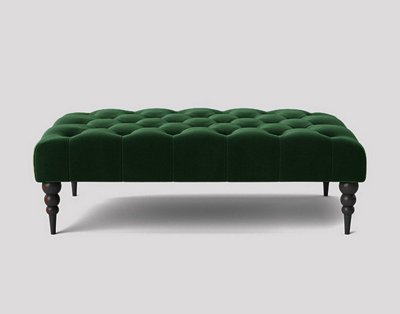 Alyana 120cm Rectangle Ottoman Storage Box - Forest Green Plush Velvet ...