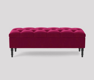 Alyana Ottoman bench with Storage and Turned Wooden Legs, 120cm Wide ...