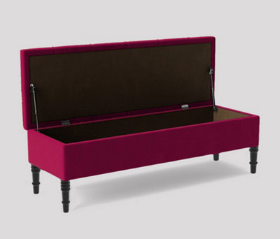 Alyana Ottoman bench with Storage and Turned Wooden Legs, 180cm Wide ...