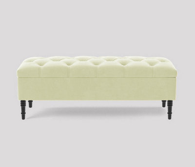 Alyana Ottoman bench with Storage and Turned Wooden Legs, 90cm Wide ...