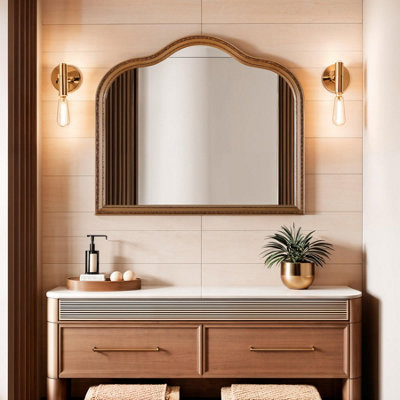 Amalfi - Antique Mirror with Wooden Frame - Horizontal 90x77cm