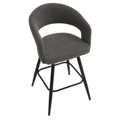 Amalfi Boucle Kitchen Bar Stools, Single, Fixed Height Metal Legs With ...