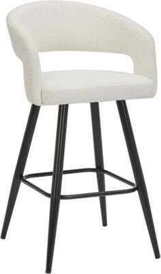 Amalfi Boucle Kitchen Bar Stools, Single, Fixed Height Metal Legs With ...