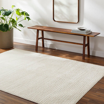 AMANDINE Scandi Modern High Pile Ivory/Off-White Area Rug 200 x 275 cm