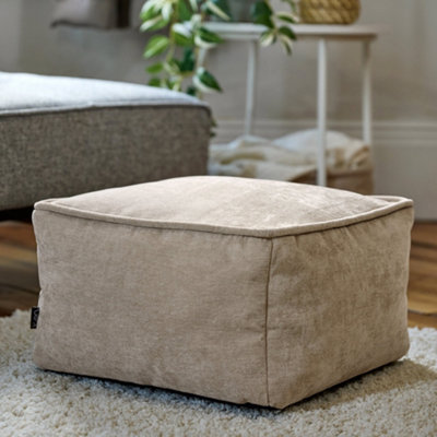 Amara Chenille Bean Bag Pouffe Natural