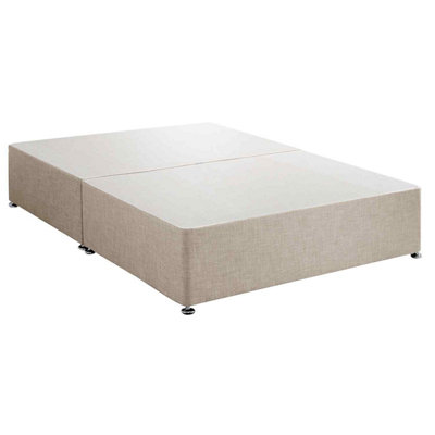 Amara Divan Base Only - Crushed Fabric, Cream Color, 2 Drawers Left Side