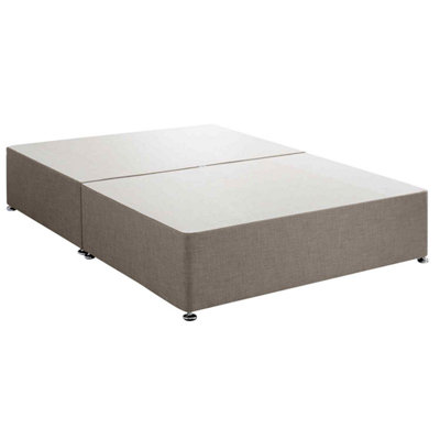 Amara Divan Base Only - Plush Fabric, Mink Color, 2 Drawers Right Side