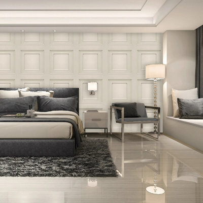 Amara Wood Panel Wallpaper Cream by Belgravia Decor GB 7373
