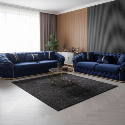 Ambassador 2+3 Sofa Set - Chesterfield Toronto with Silver Trim Sofa ...