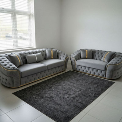 Ambassador 2+3 Sofa Set - Chesterfield Toronto with Silver Trim Sofa ...