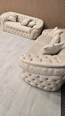 AMBASSADOR 3+2 SEATER CHAMPAGNE AND GOLD ACCENT
