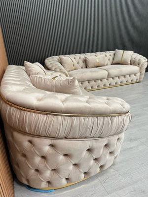 AMBASSADOR 3+2 SEATER CHAMPAGNE AND GOLD ACCENT