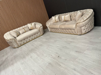 Ambassador 3+2 Seater Champagne and Gold Accent