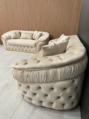 AMBASSADOR 3+2 SEATER CHAMPAGNE AND GOLD ACCENT