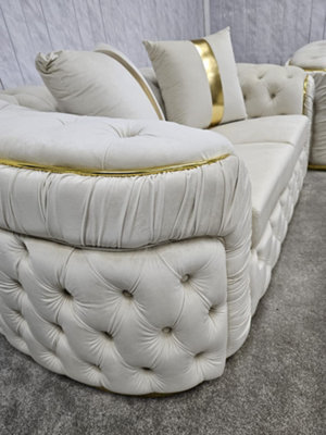AMBASSADOR 3+2 SEATER CHAMPAGNE AND GOLD ACCENT