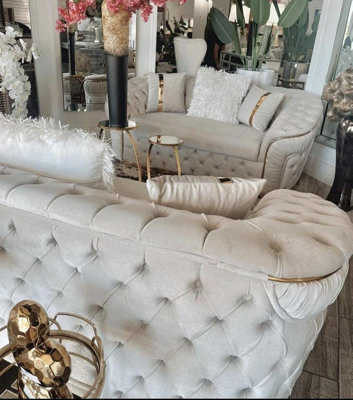 Ambassador 3 seater cream 01 and gold