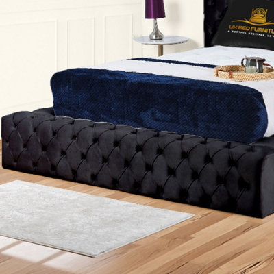 Ambassador Black Plush Valvet Upholstered Bed Frame Only- Blackboard ...