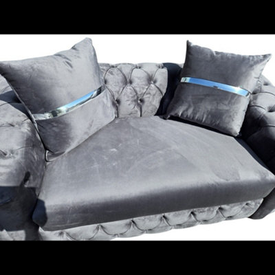 Ambassador Chesterfield Plush Velvet Grey / 3+2