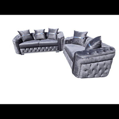 Ambassador Chesterfield Plush Velvet Grey / 3+2