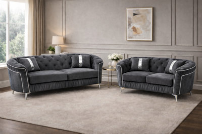 Ambassador Panel Sofa Luxury Design With Metal Trim Accents - Doorstep ...