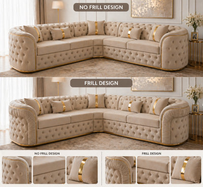 Ambassador Sofa Chesterfield Toronto Metal Trim Fabric - L Shape Corner ...