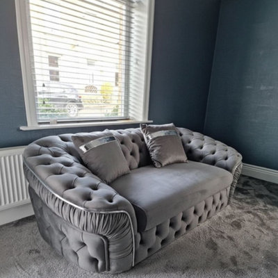 Ambassador Sofa Chesterfield Toronto Silver Trim Plush Velvet