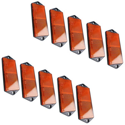 Amber Large Rectangular Side Reflector Pack of 10 Trailer Fence Gate ...