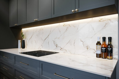 Amber Marble 2000mm x 610mm x 12mm Compact Laminate Worktop Modern ...