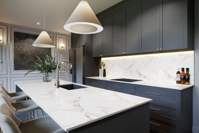 Amber Marble 2000mm x 610mm x 12mm Compact Laminate Worktop Modern ...