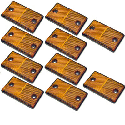 Amber Rectangular Side Reflector Pack of 10 Trailer Fence Gate Post ...