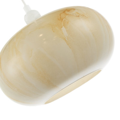 Amber Tinted Alabaster Glass Pendant Shade with Marble Effect Finish