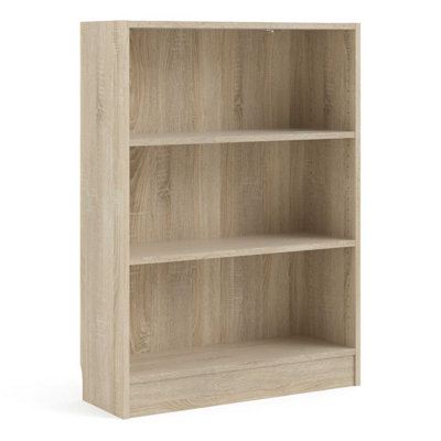 Amberfern Low Wide Natural Oak-Effect Bookcase 2 Shelves