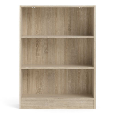 Amberfern Low Wide Natural Oak-Effect Bookcase 2 Shelves