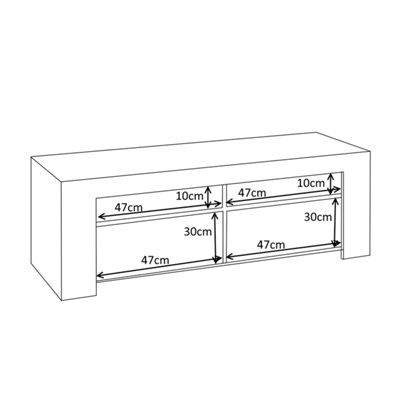 AMBIT White Dual Zone Under TV Unit - Modern Media Entertainment Cabinet - H: 43cm x W: 120cm x ...