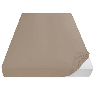 Ameha Beige Fitted Sheet 40cm Extra Deep Pocket Bed Sheets Single ...