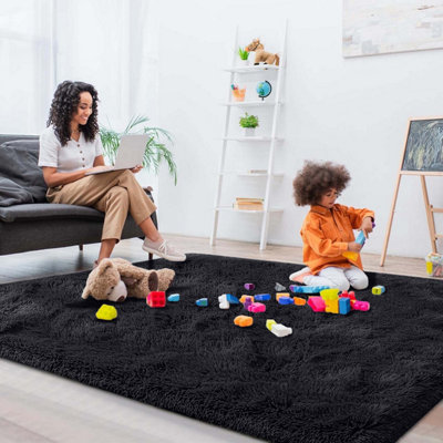 Ameha Black Area Rugs for Bedroom Large Non Slip -Modern Super Soft ...