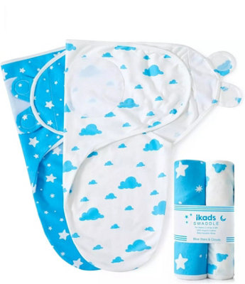 Ameha Blue 100% Cotton Baby Swaddle Wraps 0-3 Months Swaddle Wrap Cloud ...
